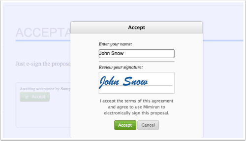 Embedded E-Signatures for Proposals - Mimiran CRM